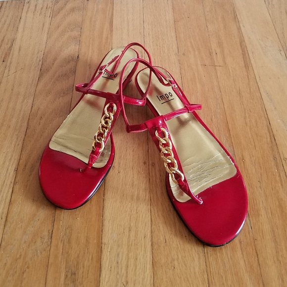 Impo | Shoes | Impo Rumor Red Faux Patent Leather Slingback Kitten Heel ...
